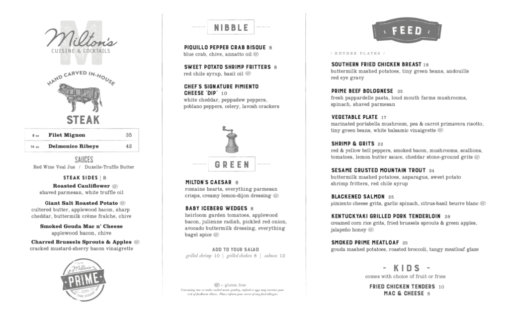 MENUS | Miltons Cuisine
